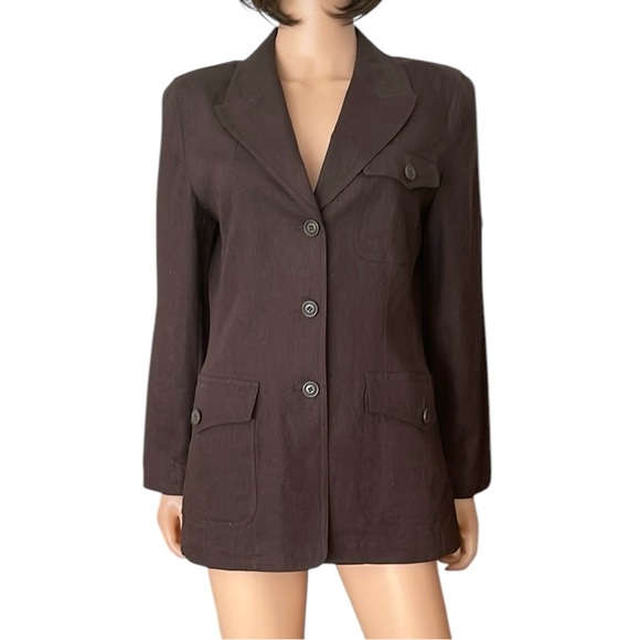Apostrophe | Jackets & Coats | Apostrophe Linen Chocolate Brown Blazer ...